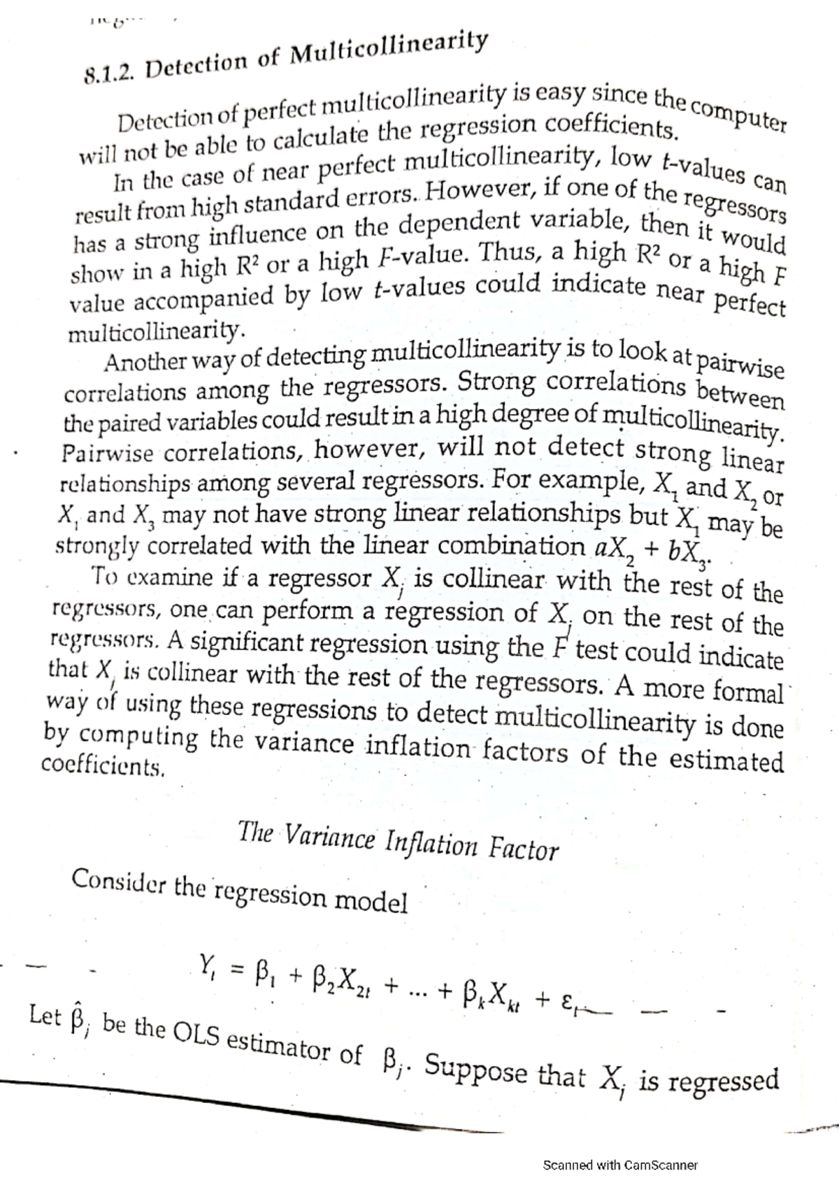 Detection of multicollinearity - Econometrics 2 - Studocu