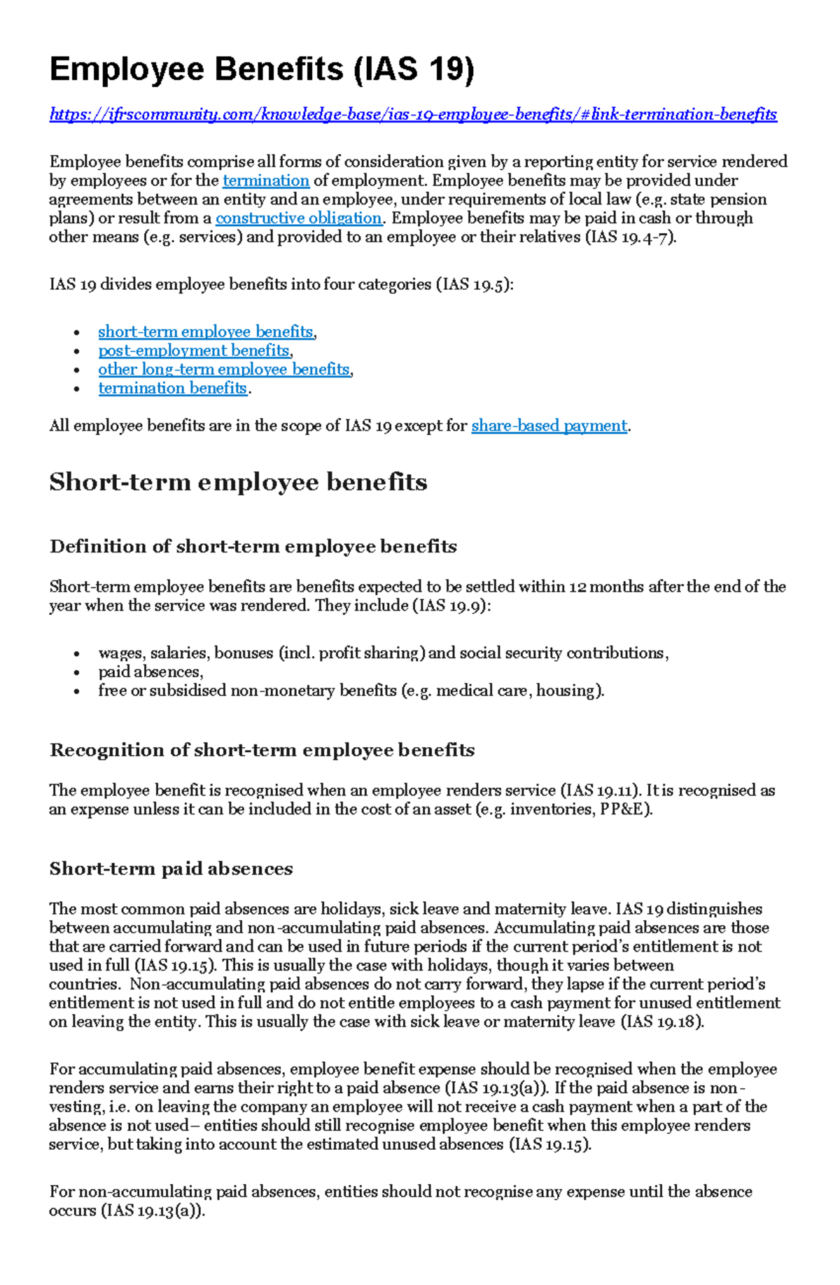 Employee Benefits (IFRS Community) - Employee Benefits (IAS 19 ...