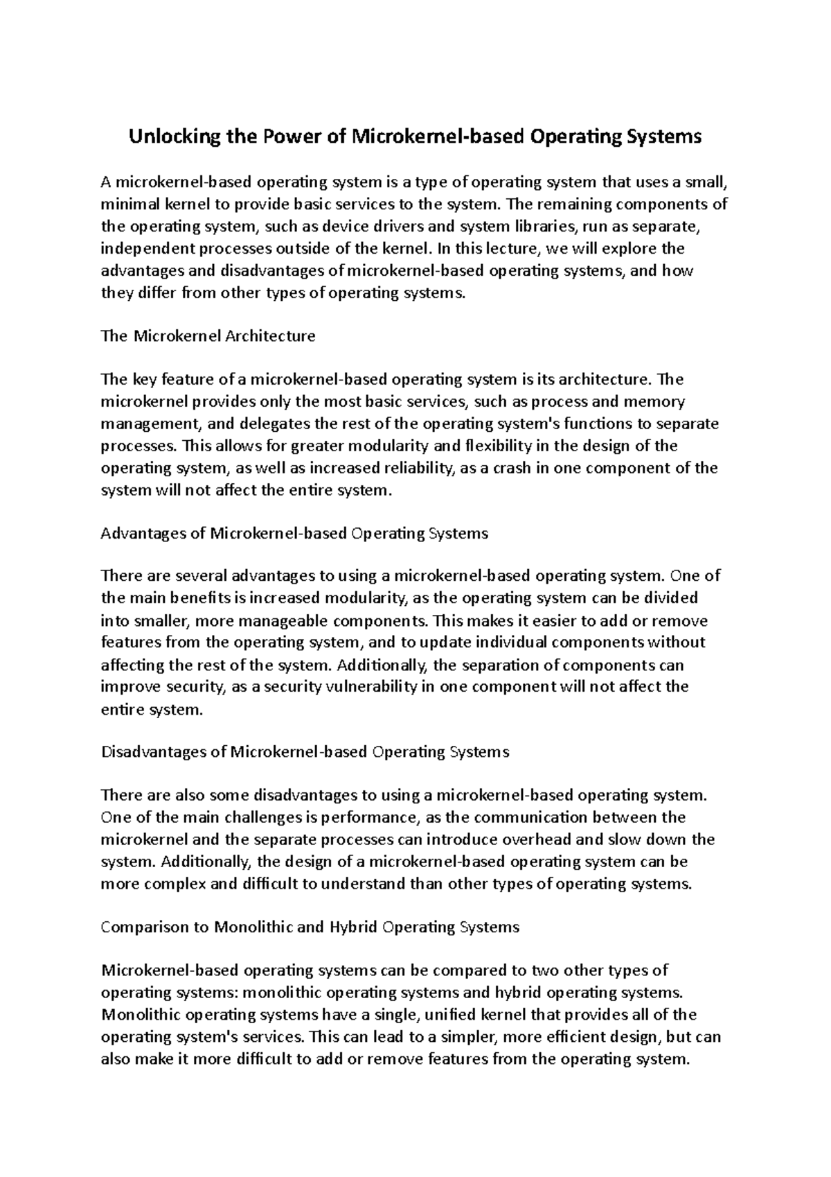 Unlocking the Power of Microkernel-based Operating Systems - The remaining components of the ...