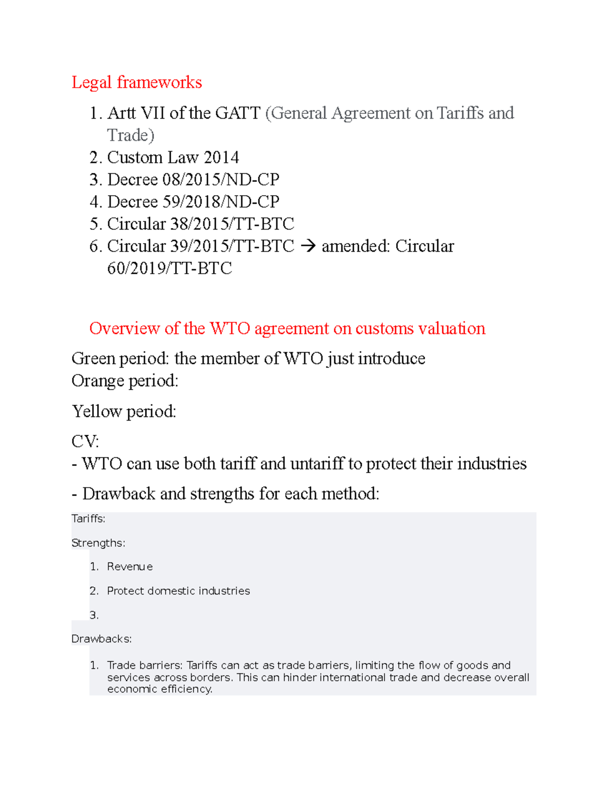Legal frameworks - qưe - Legal frameworks 1. Artt VII of the GATT ...