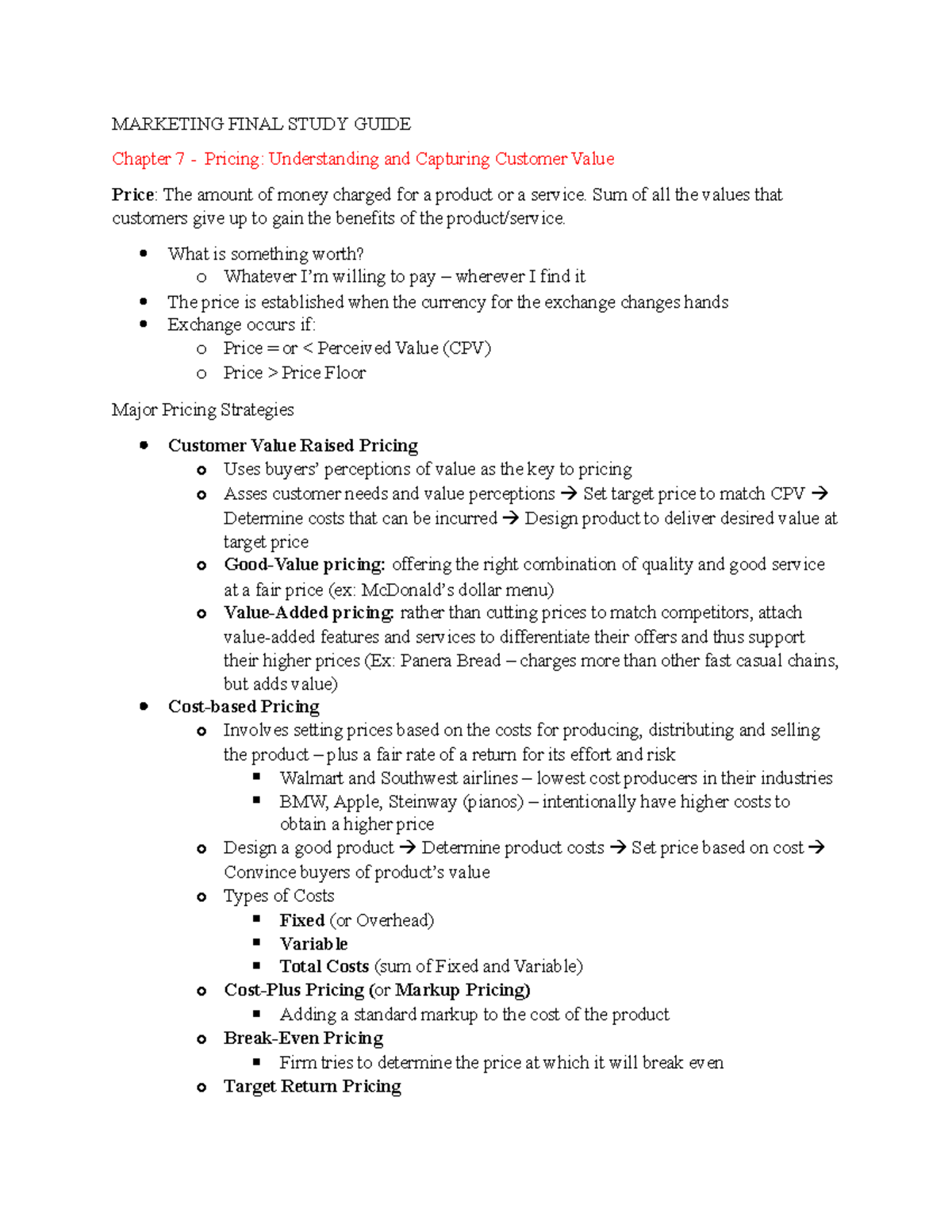 Marketing Final Study Guide- Chapter 7 - MARKETING FINAL STUDY GUIDE ...