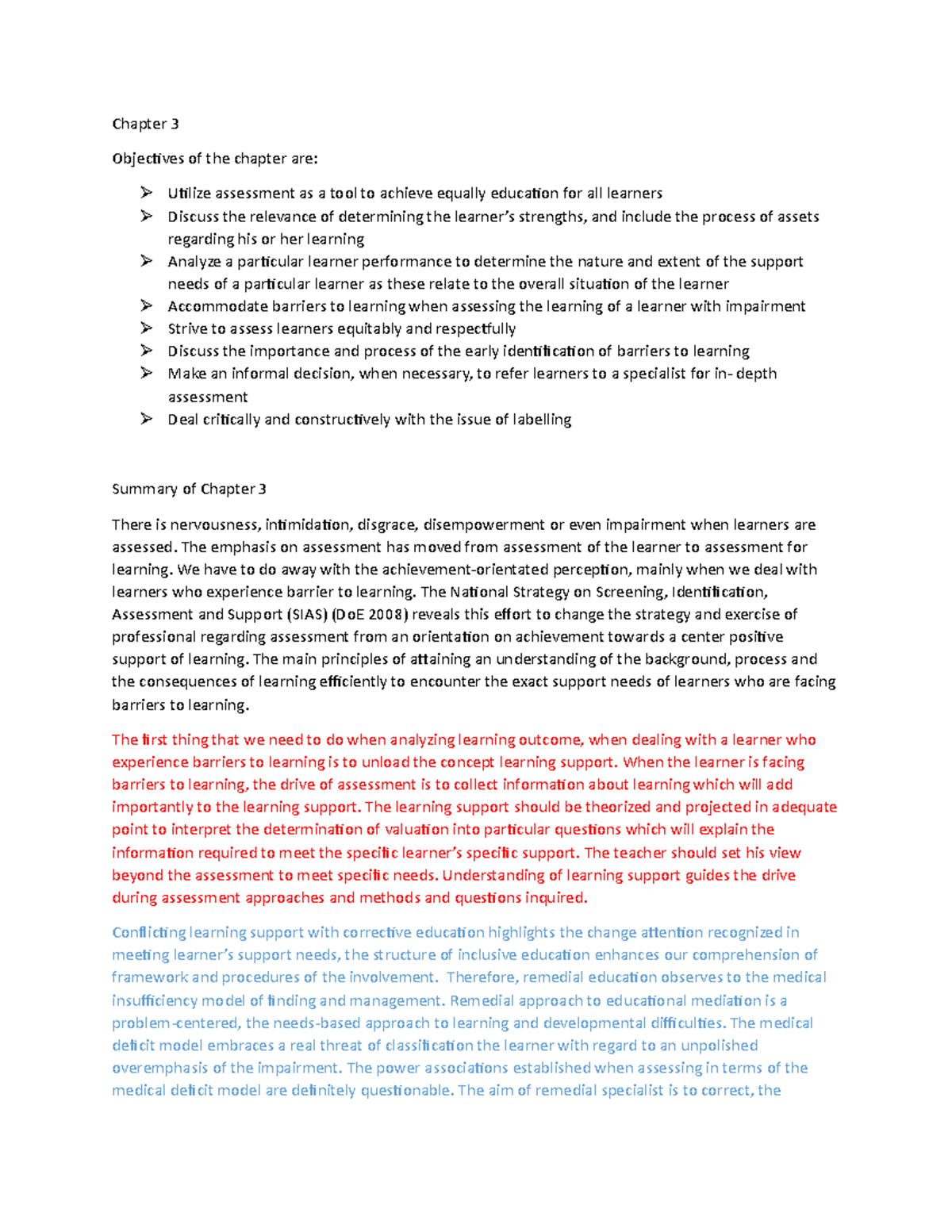 Chapter 3 - Chapter 3 Objectives of the chapter are: Utilize assessment ...