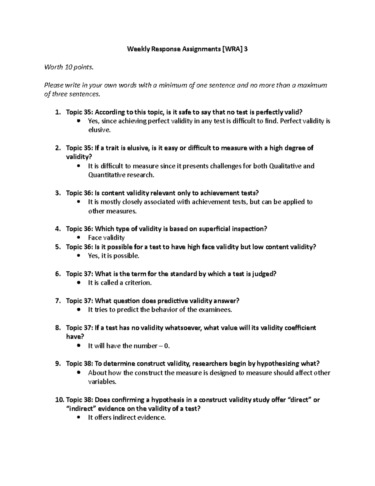 Weekly Response Assignments 3 - Please write in your own words with a ...