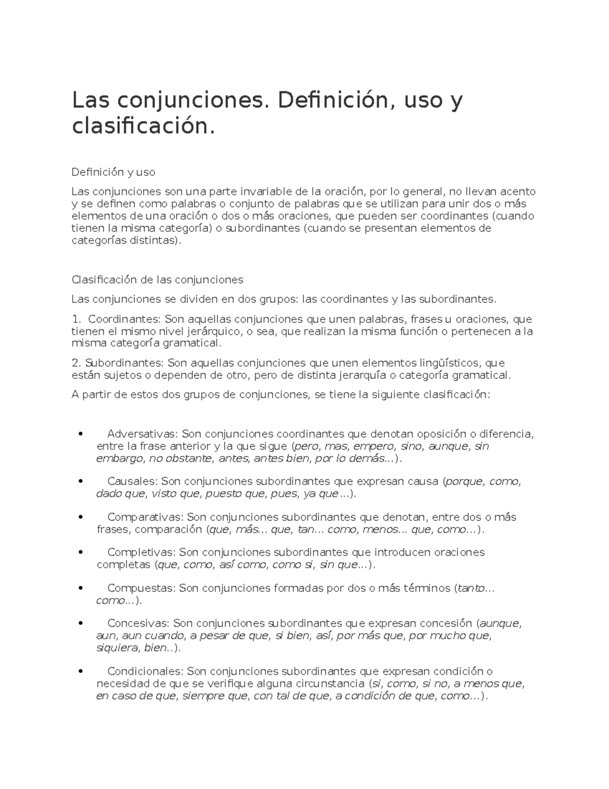 Conjugaciones - Las conjunciones. Definición, uso y clasificación ...
