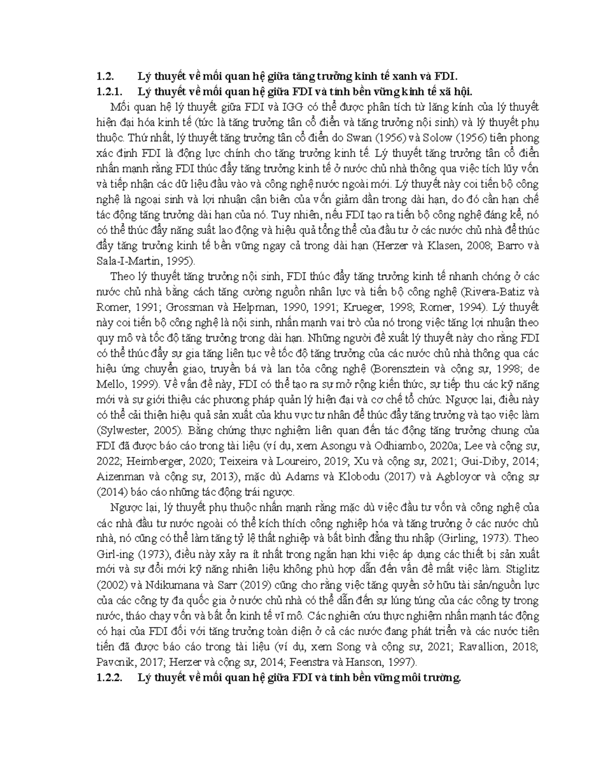 Lý thuyết về mối quan hệ giữa tăng trưởng kinh tế xanh và FDI - 1.2. Lý thuyết về mối quan hệ ...