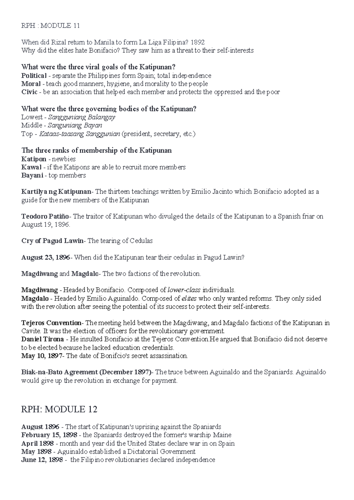 RPH - ) The three ranks of membership of the Katipunan Katipon ...