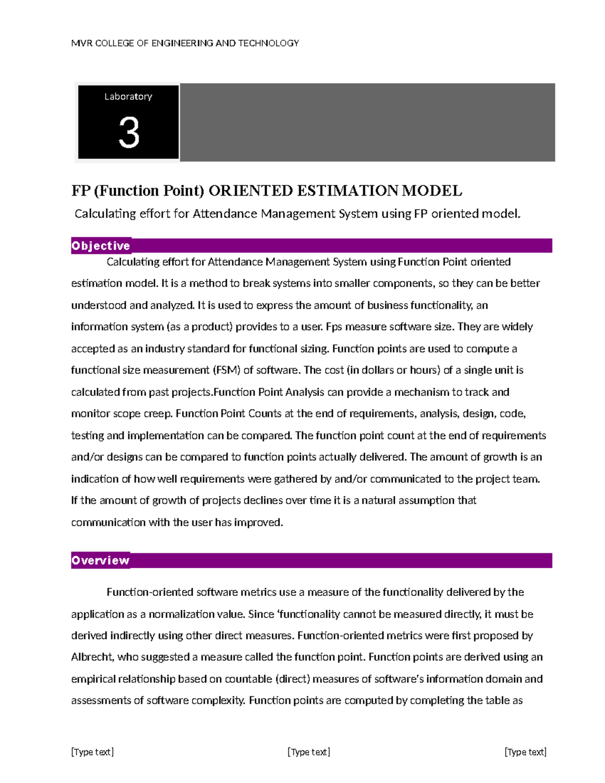 Management System for a Restaurant - FP (Function Point) ORIENTED ESTIMATION MODEL Calculating ...