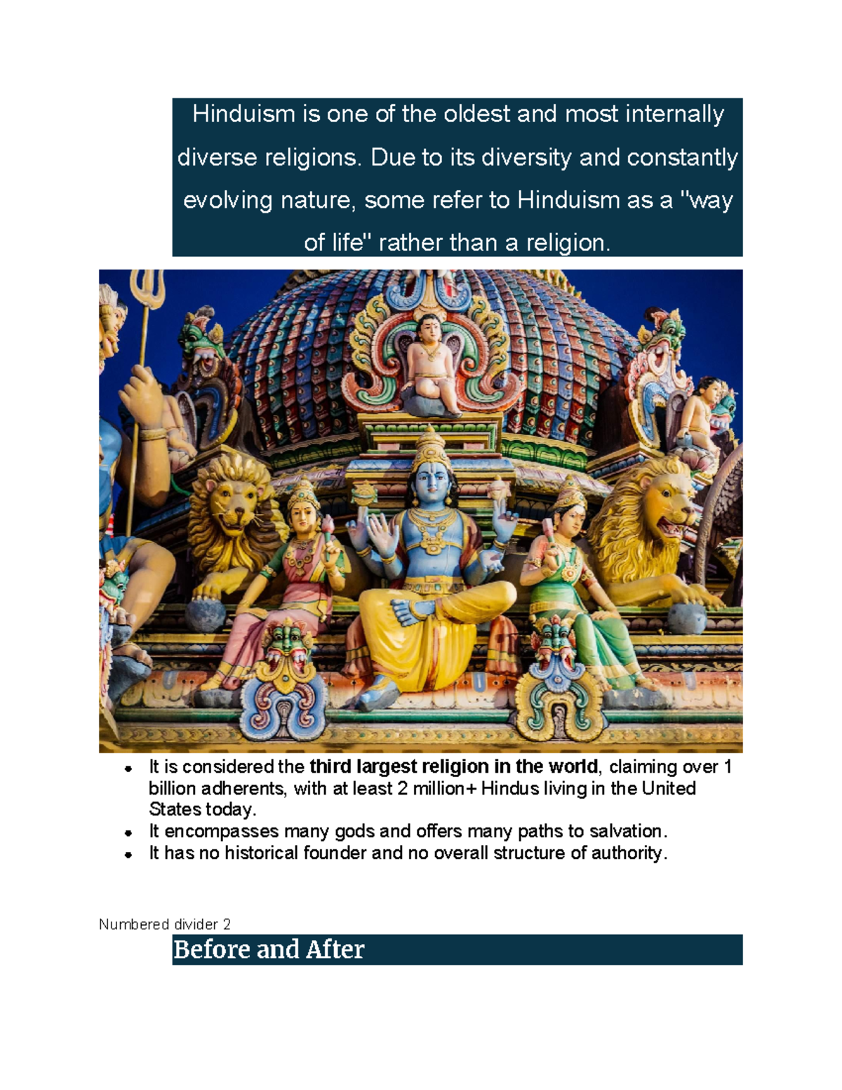 REL midterm - Hinduism is one of the oldest and most internally diverse ...