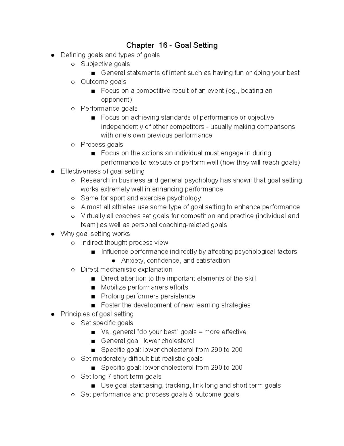 Chapter 16 - Goal Setting Lecture Notes - Chapter 16 - Goal Setting ...