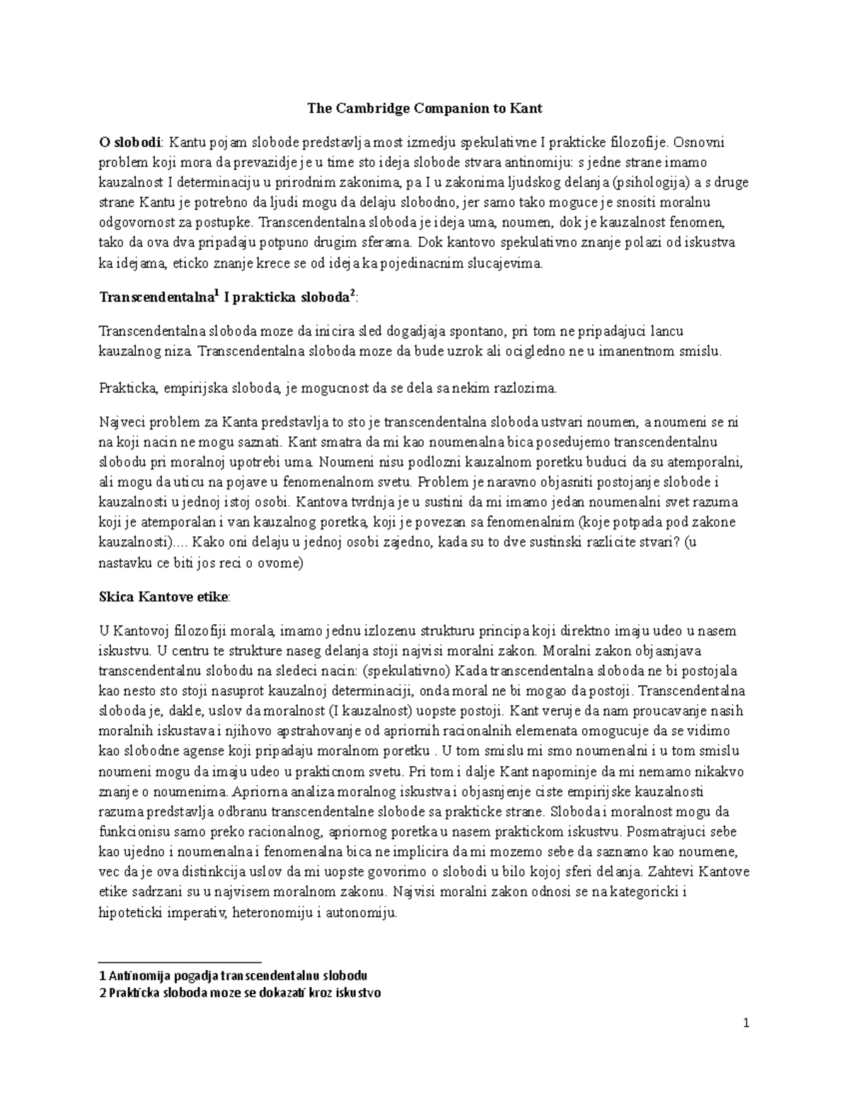 Kant-iz-companiona - The Cambridge Companion to Kant O slobodi: Kantu ...