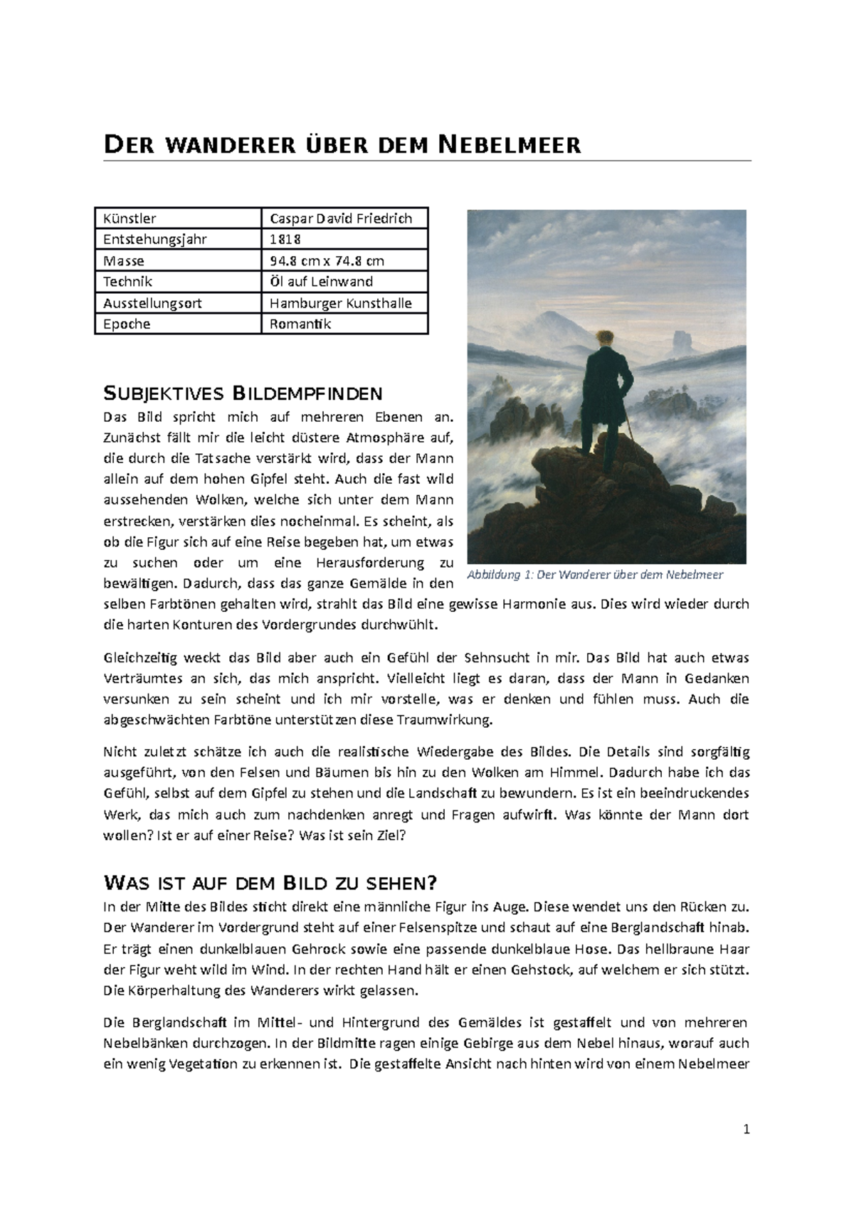 Der wanderer über dem Nebelmeer - DER WANDERER ÜBER DEM NEBELMEER ...