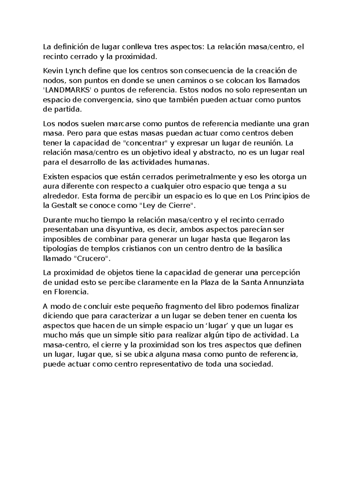 Lugar Y NODO - Resumen Arquitectura occidental - La definición de lugar ...