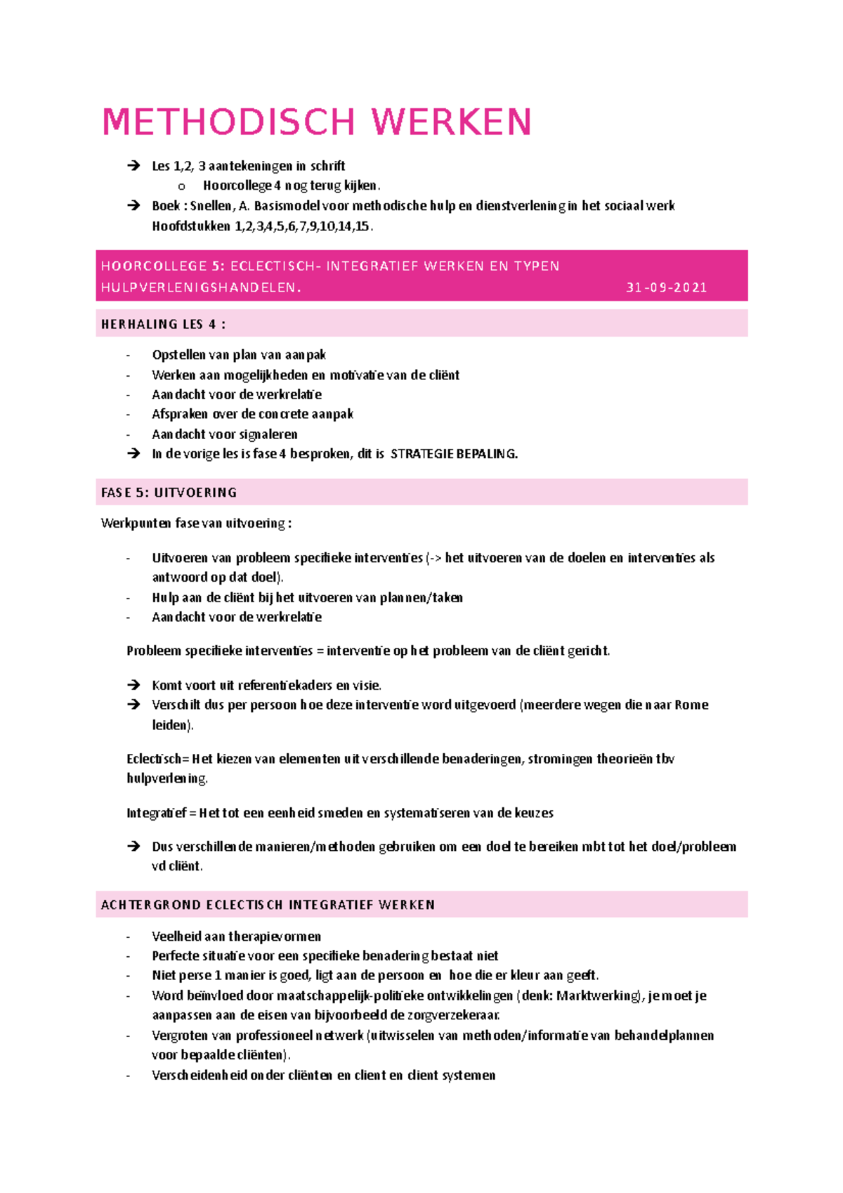 Aantekeningen methodisch werken periode 1 - LP 3.1: Methodisch werken ...