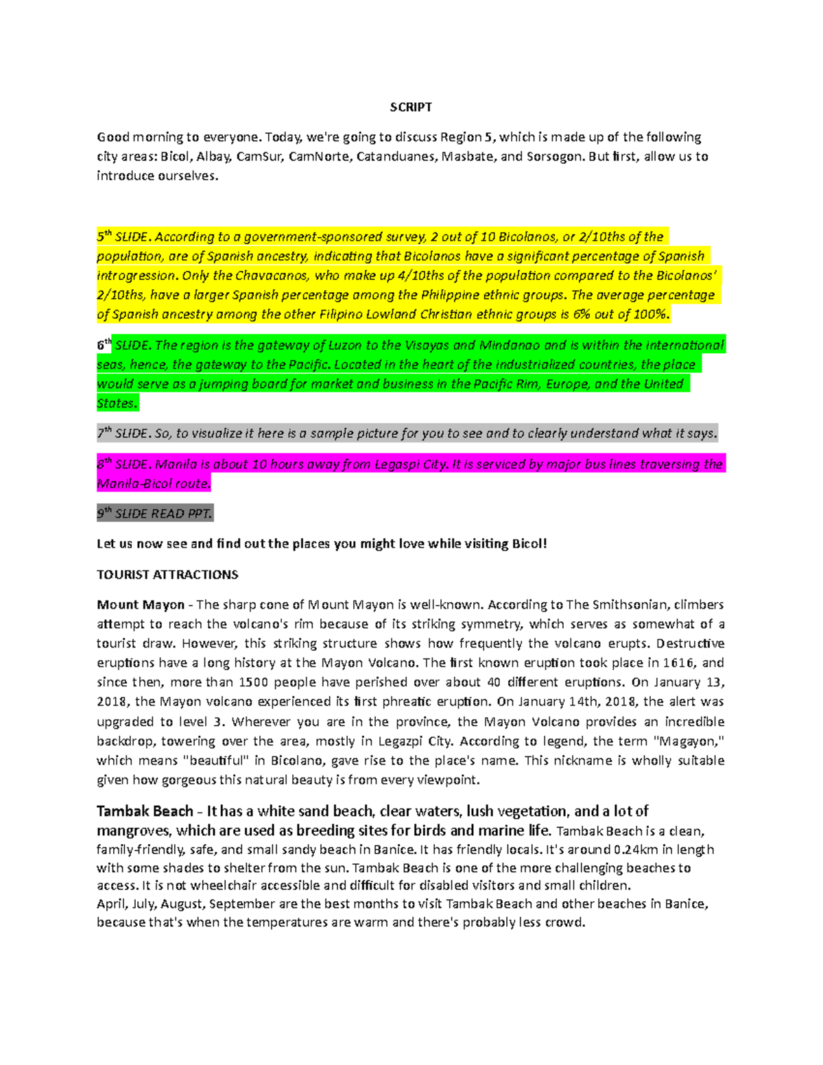 Philtour script - for hospitality industry - SCRIPT Good morning to ...