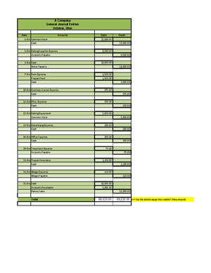 ACC 201 Company Accounting Workbook Final Project - date Cash date date ...