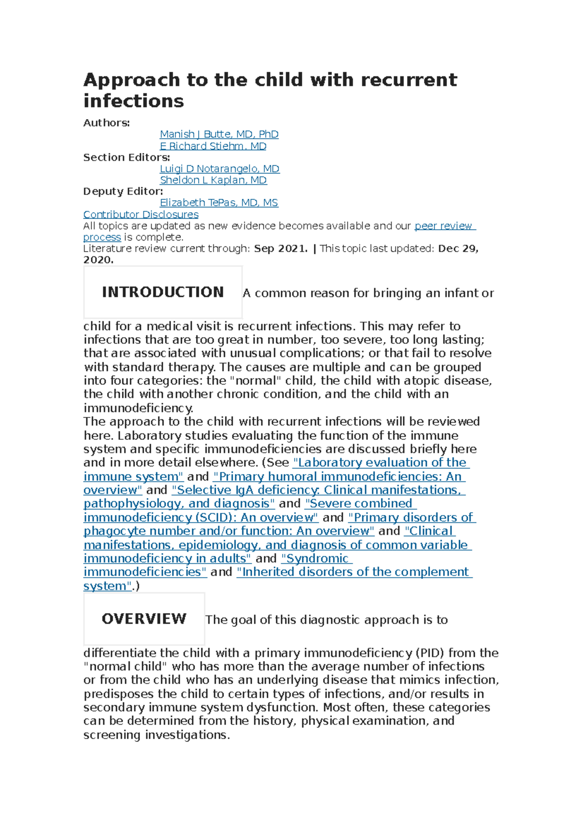 Approach to the child with recurrent infections - Approach to the child ...