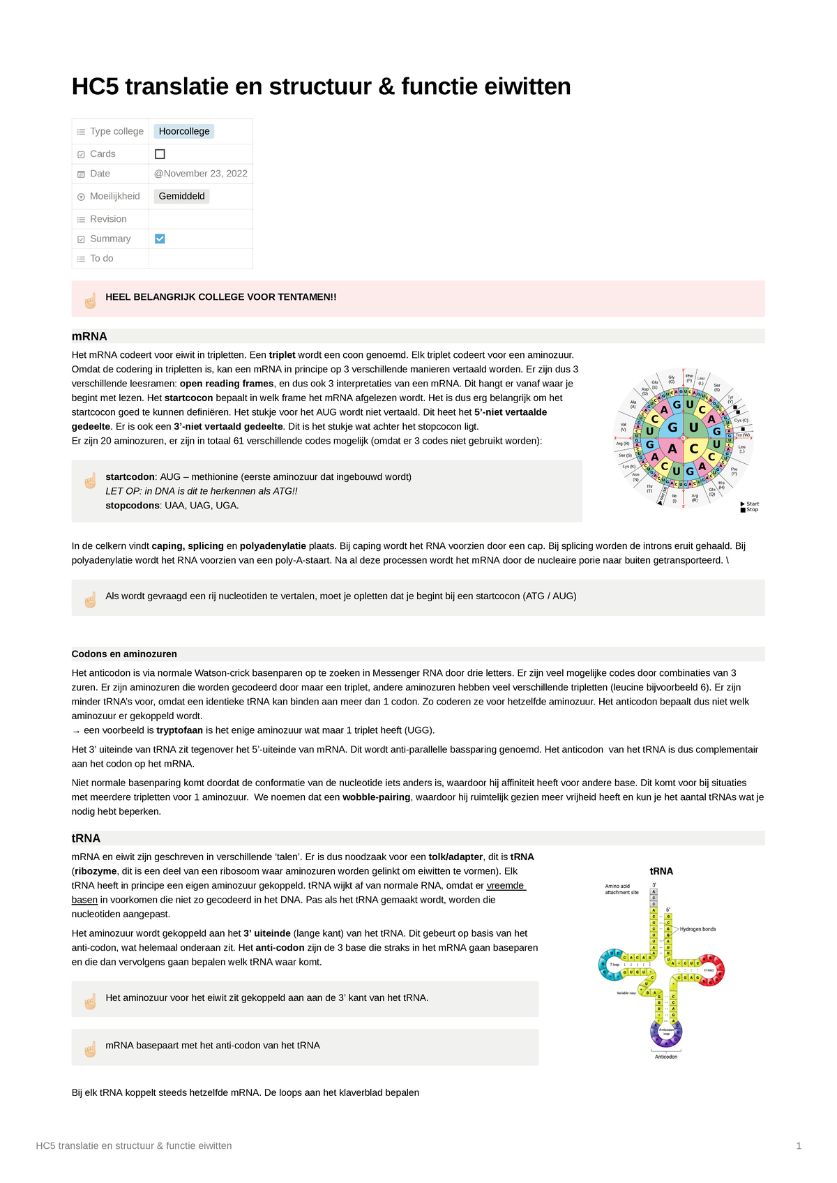 HC5 translatie en structuur functie eiwitten - HC5 translatie en ...