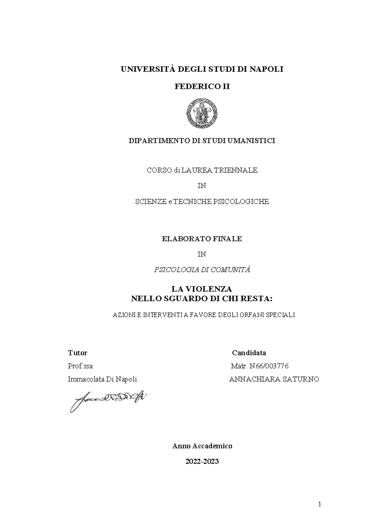 Tesi fini 2 - tesi - UNIVERSITÀ DEGLI STUDI DI NAPOLI FEDERICO II ...