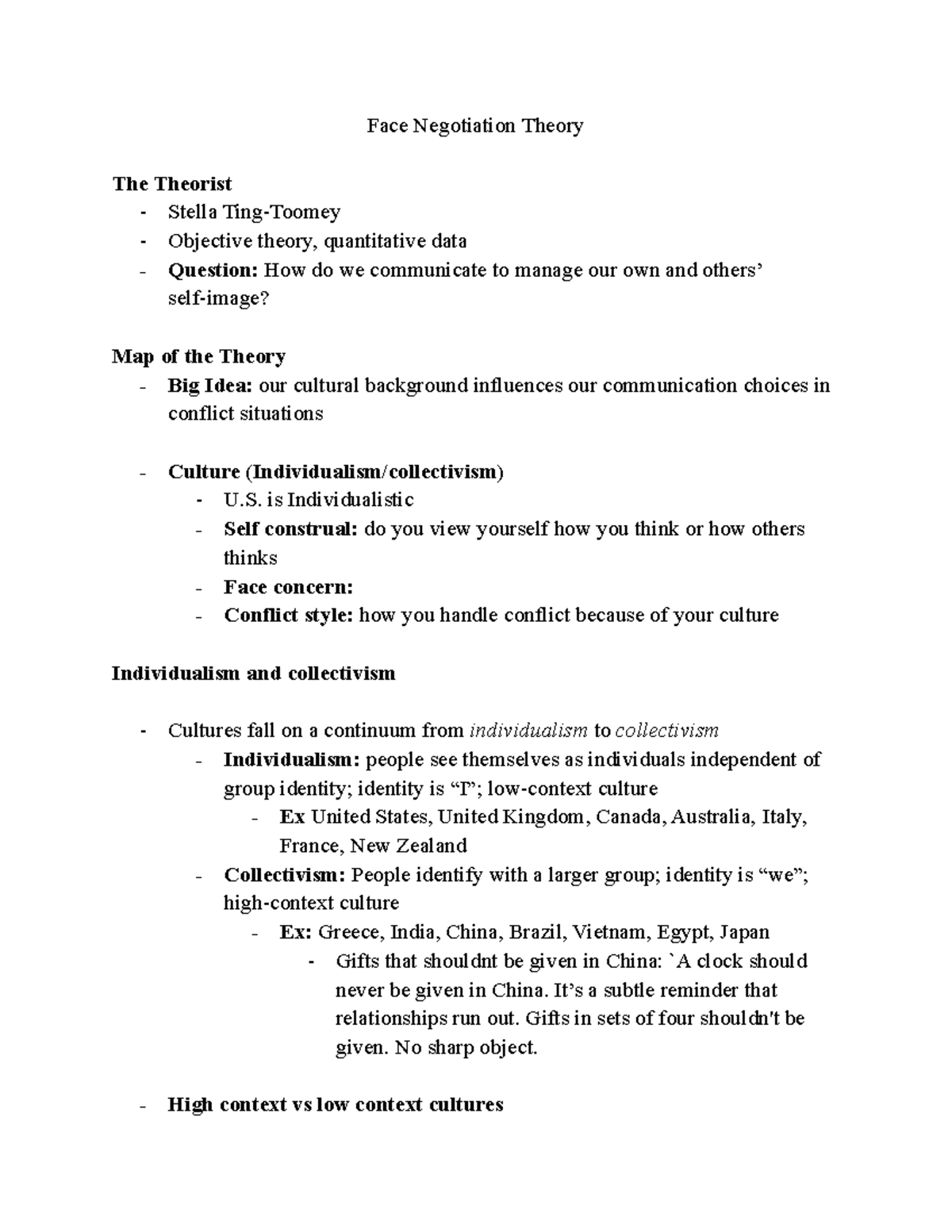 Face-Negotiation Theory Notes - Face Negotiation Theory The Theorist ...