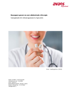 CAT HBOV - Voorbeeld CAT hbov leerjaar 1 - Wilma van Tillo 2208296 ...