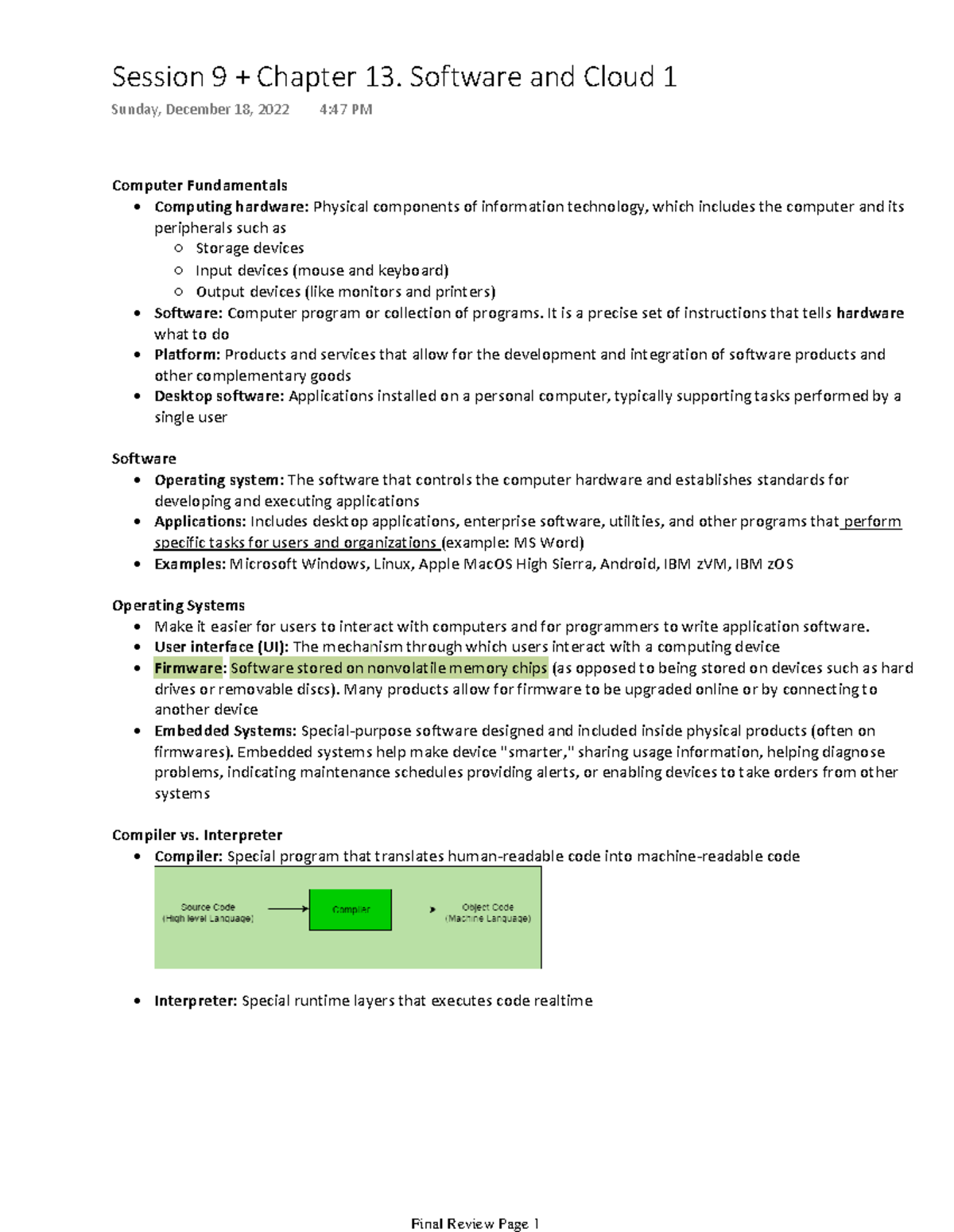 Session 9 + Chapter 13. Software and Cloud 1 - Computer Fundamentals ...