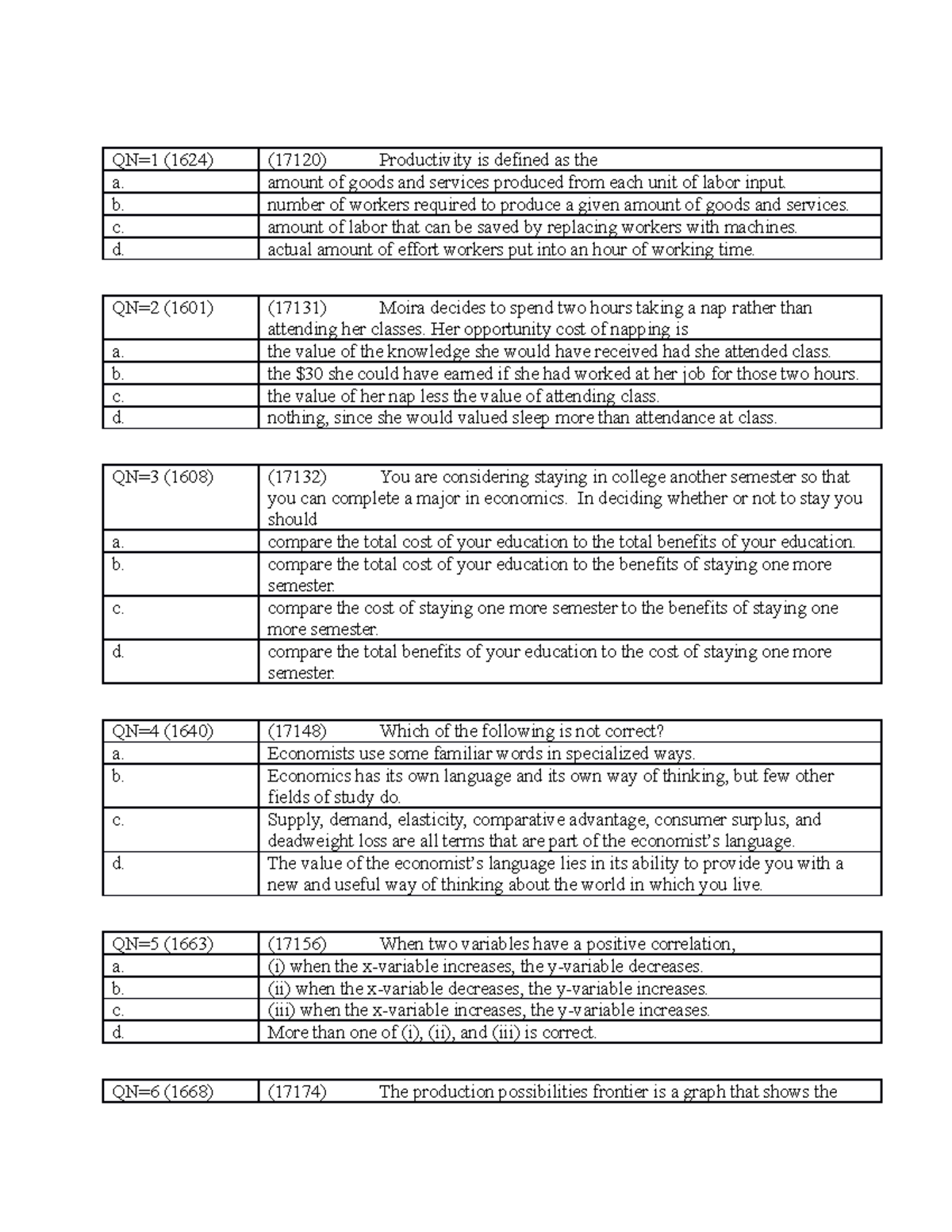 E01-1 - fsfsf - QN=1 (1624) (17120) Productivity is defined as the a ...