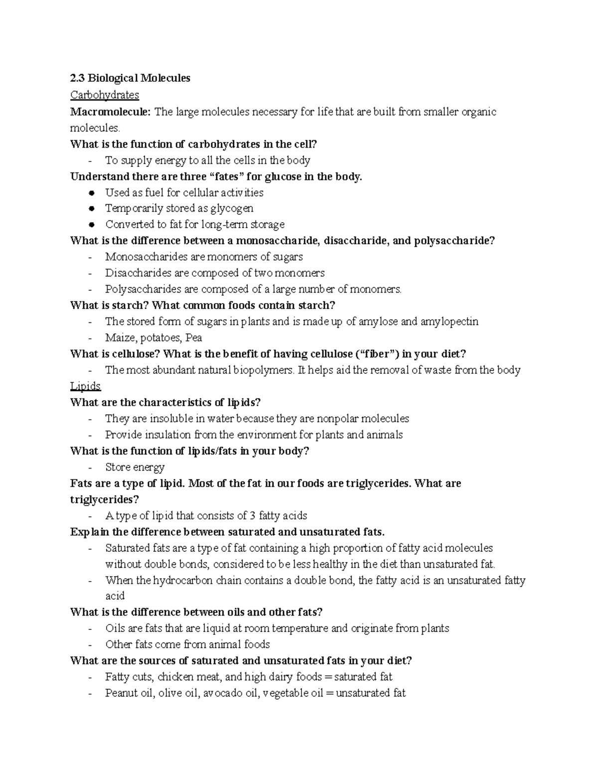 BIO Notes (2.3, 4, 34 - expert from biology 2e) - 2 Biological ...