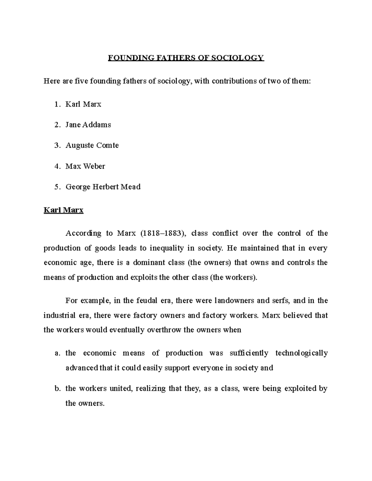 Founding Fathers OF Sociology Promise - FOUNDING FATHERS OF SOCIOLOGY ...