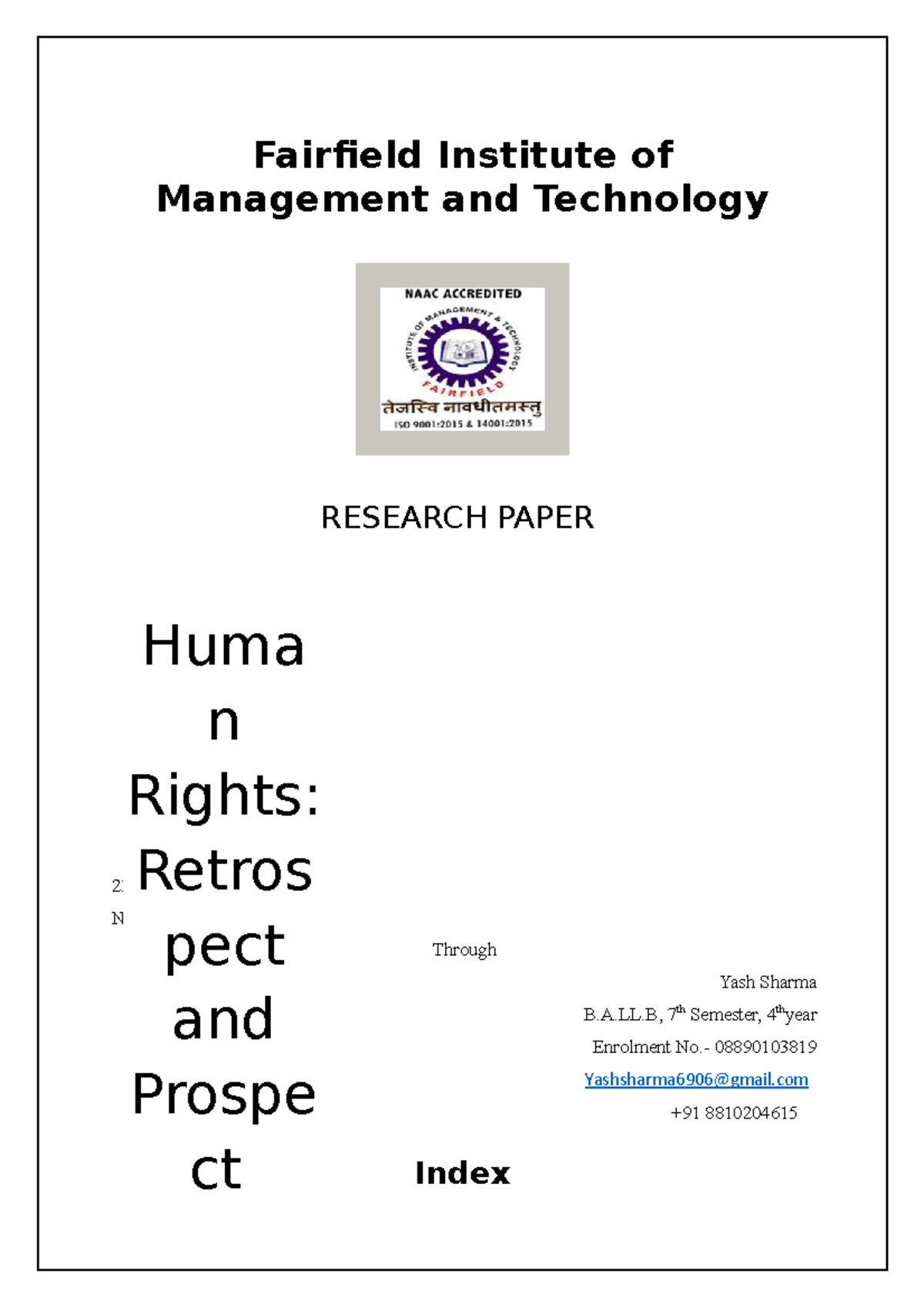 Human Rights - Fairfield Institute of Management and Technology ...