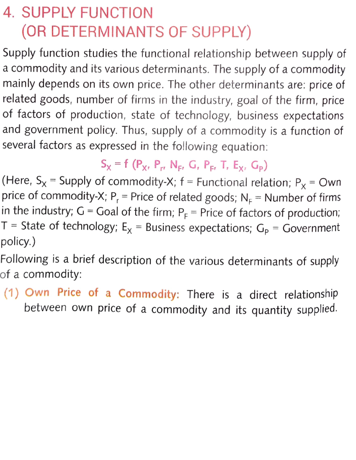 Supply Function - Beautiful notes - 4. SUPPLY FUNCTION (OR DETERMINANTS ...