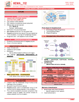 HEMA LEC Lesson 4 Mechanism OF Primary Hemostasis - [TRANS] LESSON 4: MECHANISM OF PRIMARY - Studocu