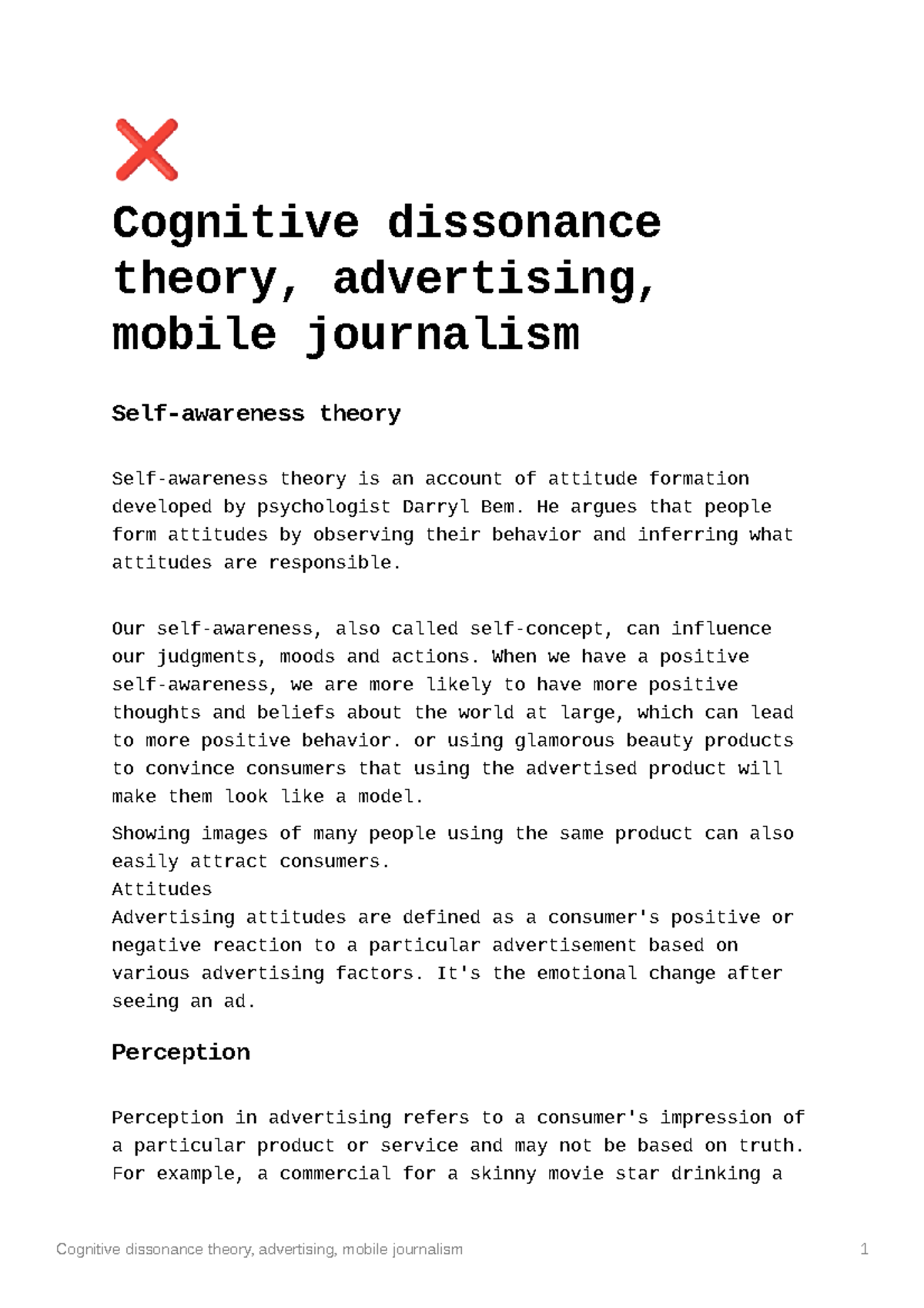 Cognitive dissonance theory advertising mobile journalism - He argues ...