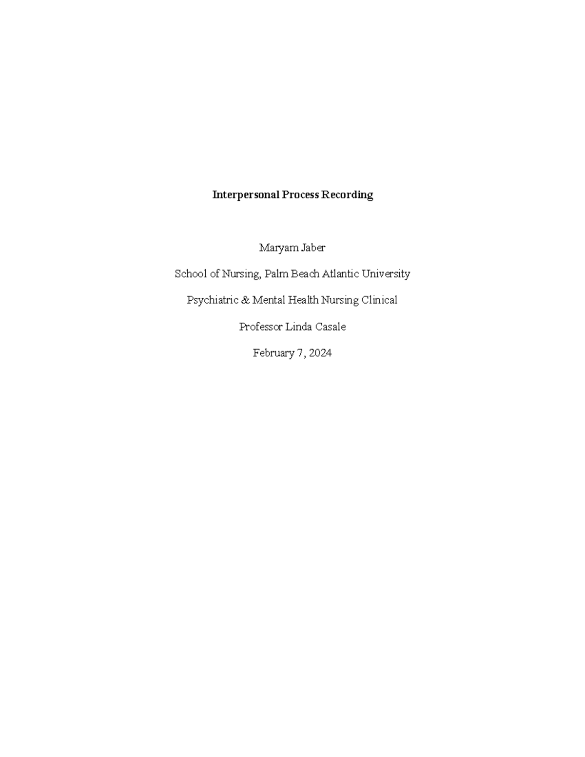 IPR Assignment Psych - Interpersonal report - Interpersonal Process ...
