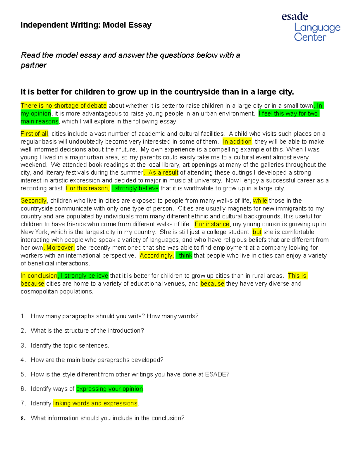 Independent Writing Model Essay Annotated - Independent Writing: Model ...