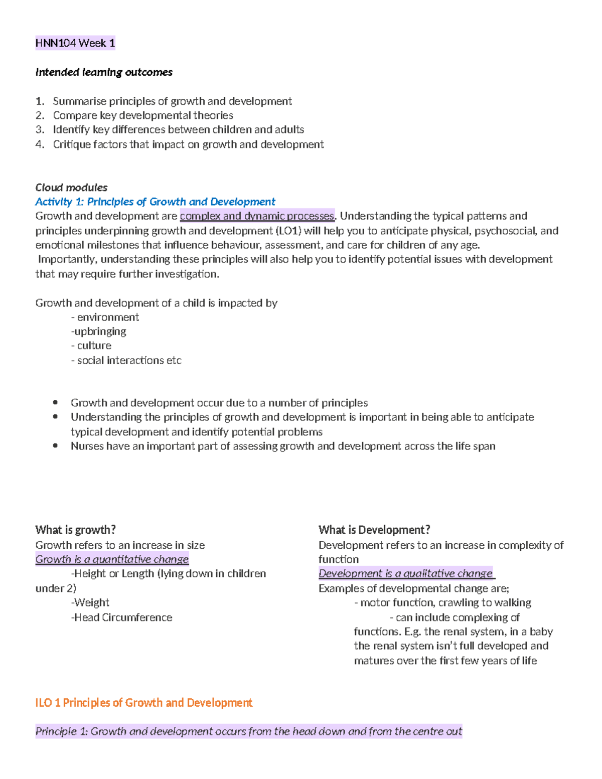 HNN104 Week 1 - notes for week 1 - HNN104 Week 1 Intended learning ...