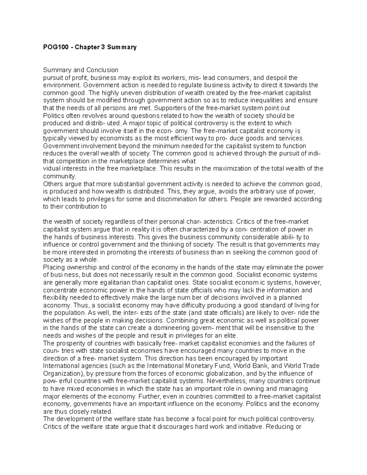 POG100 - Chapter 3 Summary - POG100 - Chapter 3 Summary Summary and ...