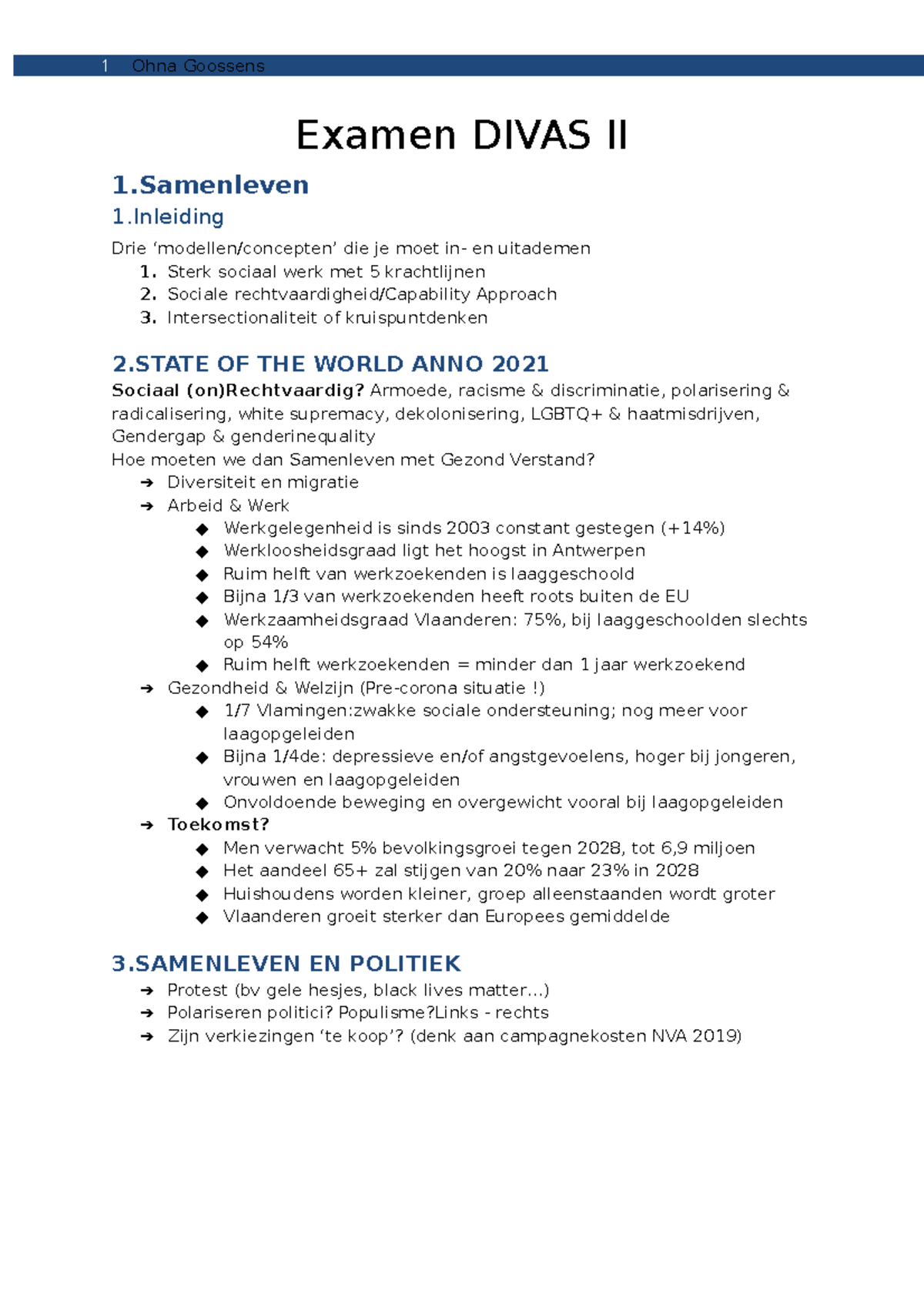 Examen Divas II - Examen DIVAS II 1 1 Drie ‘modellen/concepten’ die je ...