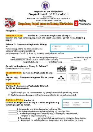 DLL ESP 3 Q1 W1 - NOTE - GRADES 1 to 12 DAILY LESSON LOG School: Grade Level: III Teacher ...