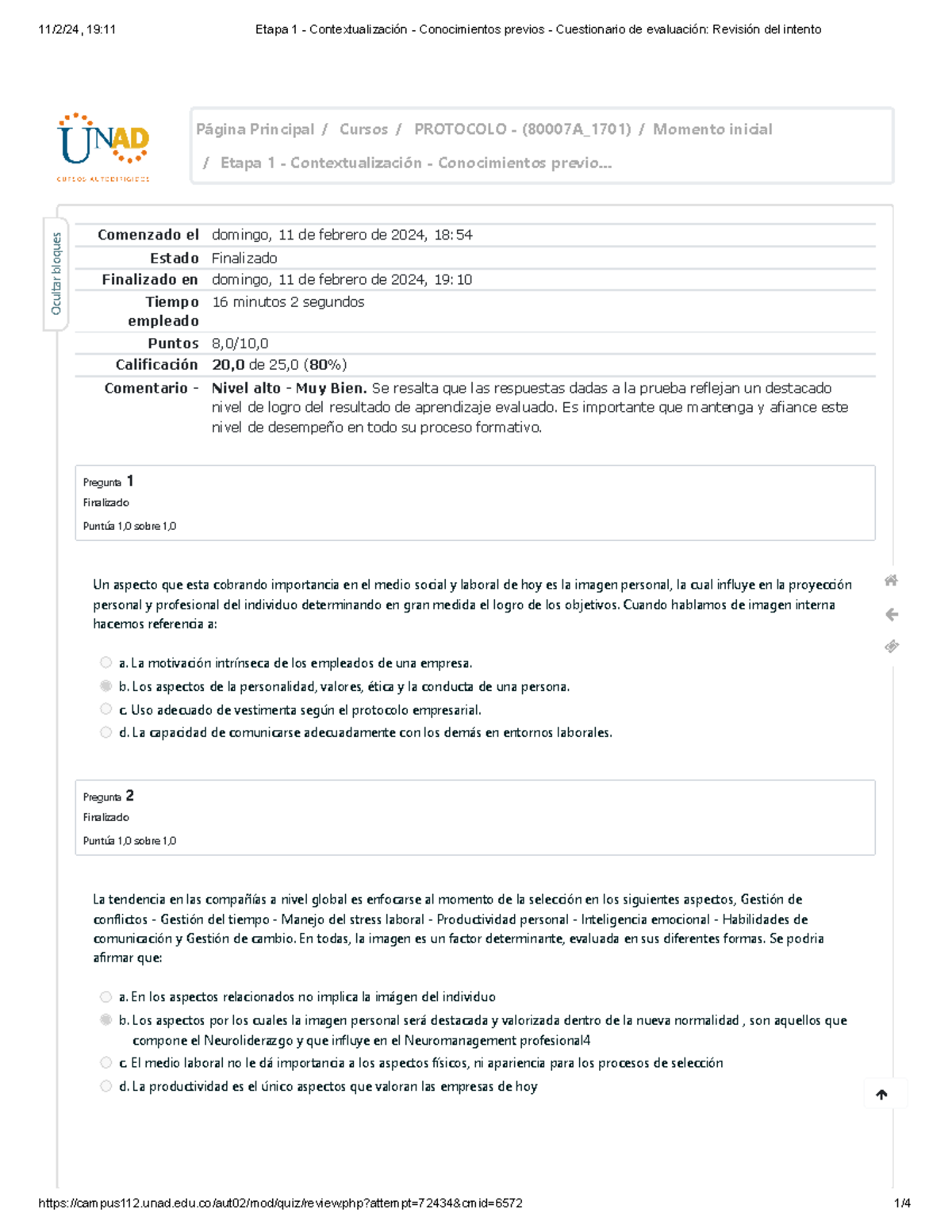 Etapa 1 - Contextualización - Conocimientos previos - Cuestionario de evaluación Revisión del ...