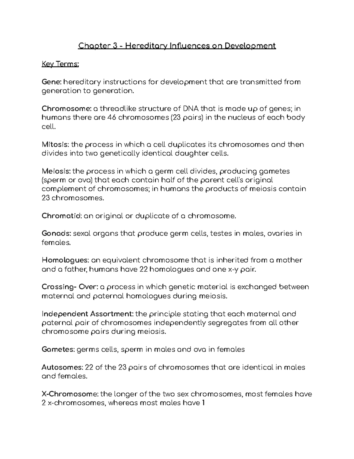 Chapter Three : Hereditary Influences on Development - Chapter 3 ...