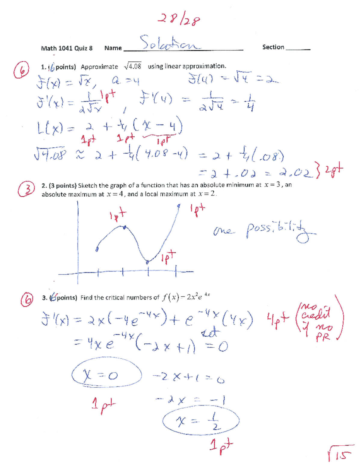Quiz 8 Solutions - MATH 1041 - Studocu