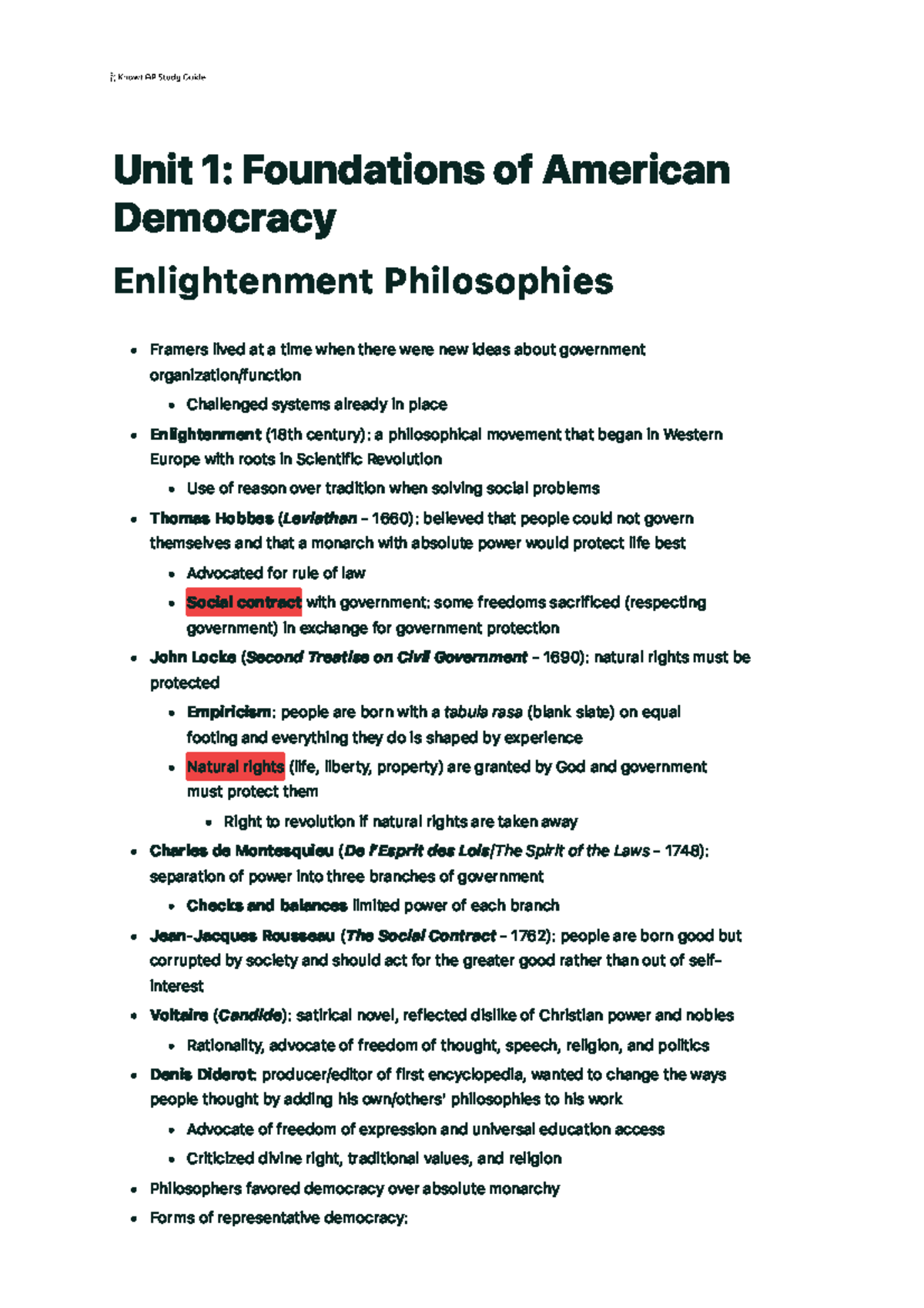 UNIT 1- Foundations of American Democracy - Unit 1: Foundations of ...