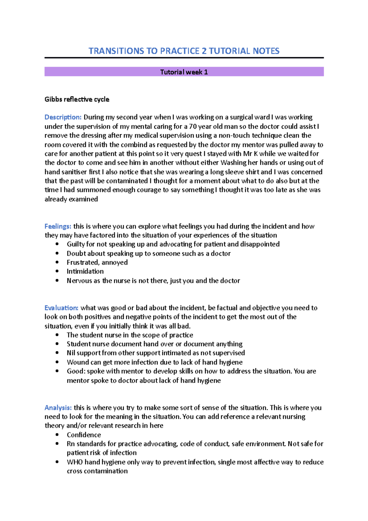 Transitions TO Practice 2 Tutorial Notes - TRANSITIONS TO PRACTICE 2 ...