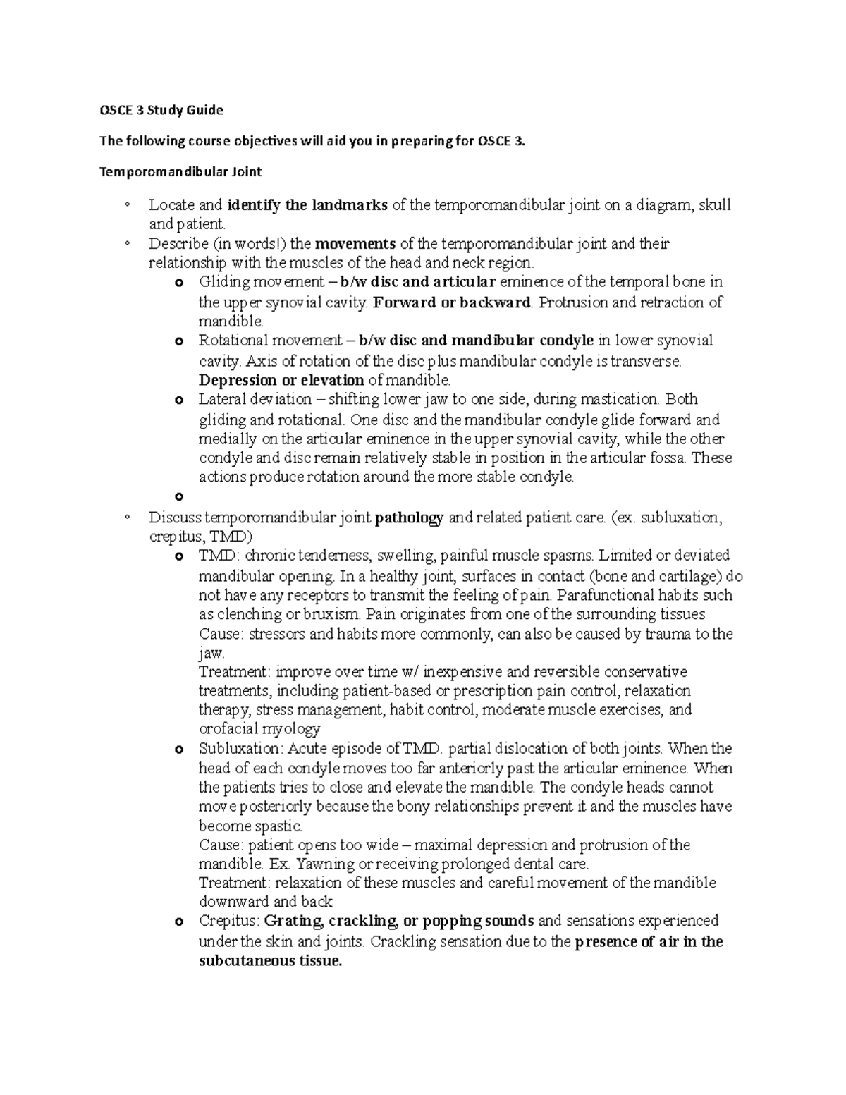 OSCE3 - OSCE 3 study guide - OSCE 3 Study Guide The following course ...