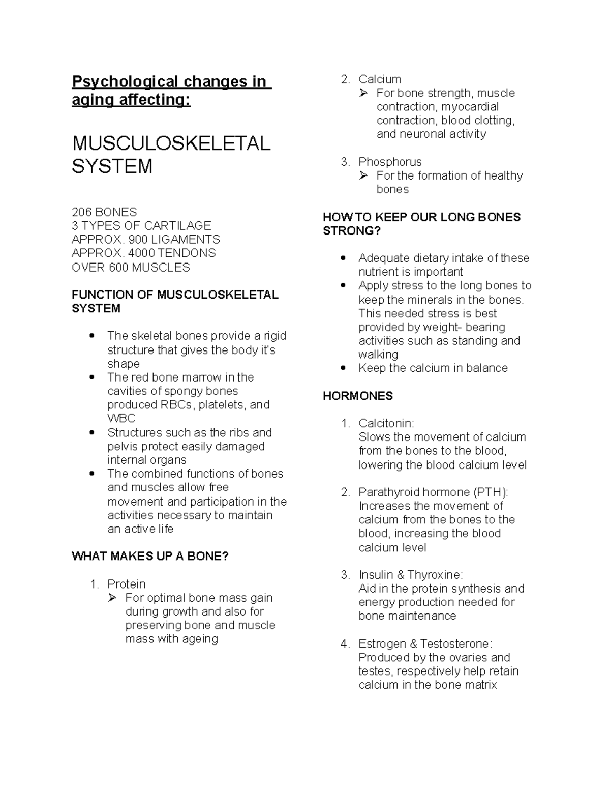 Psychological changes in aging affecting - Musculoskeletal System ...