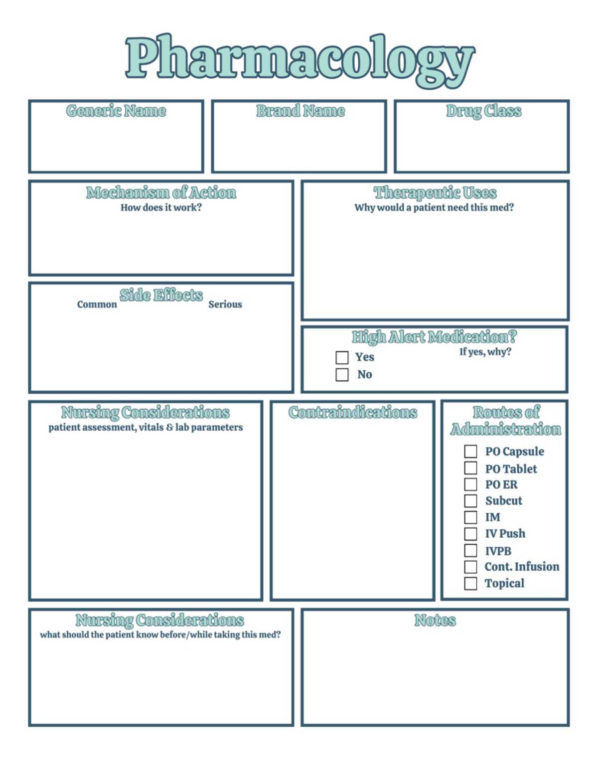 Pharmacology-Template - NUR2474 - Pharmacology Generic Name Brand Name ...