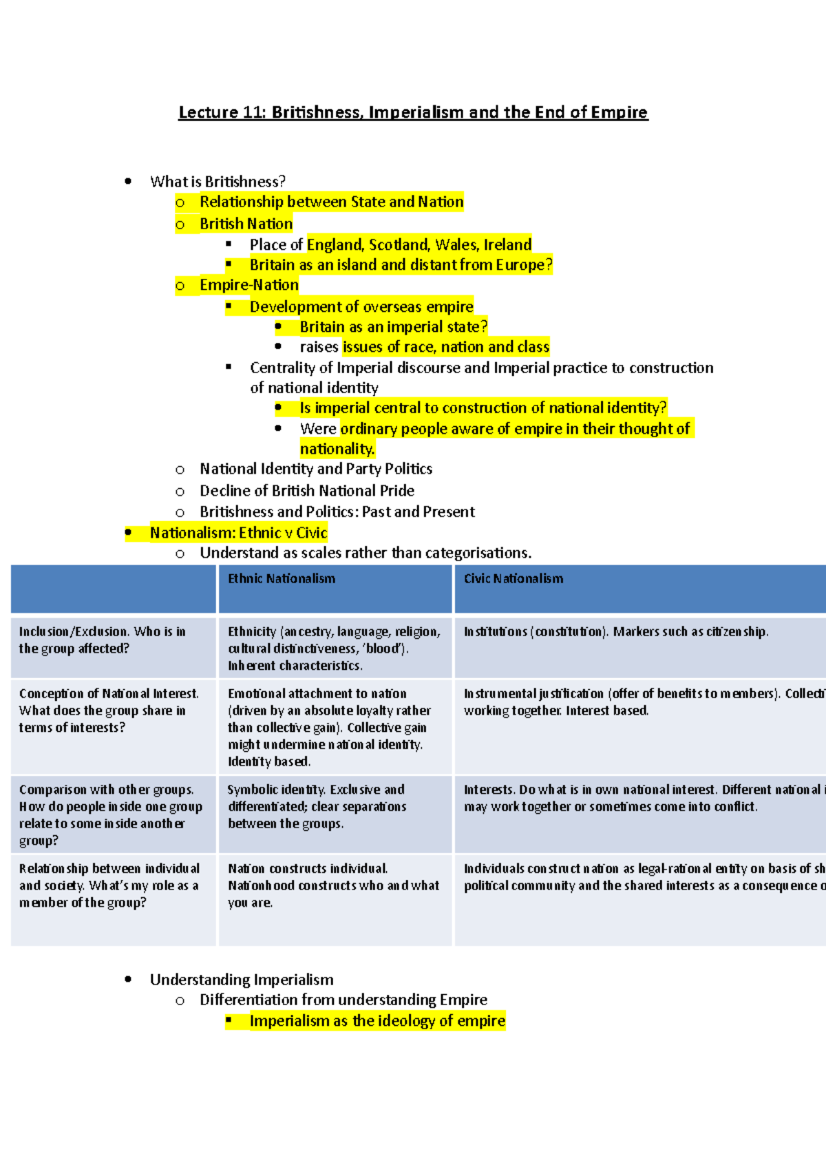 Lecture 11- Britishness, Imperialism and the End of Empire - Lecture 11 ...