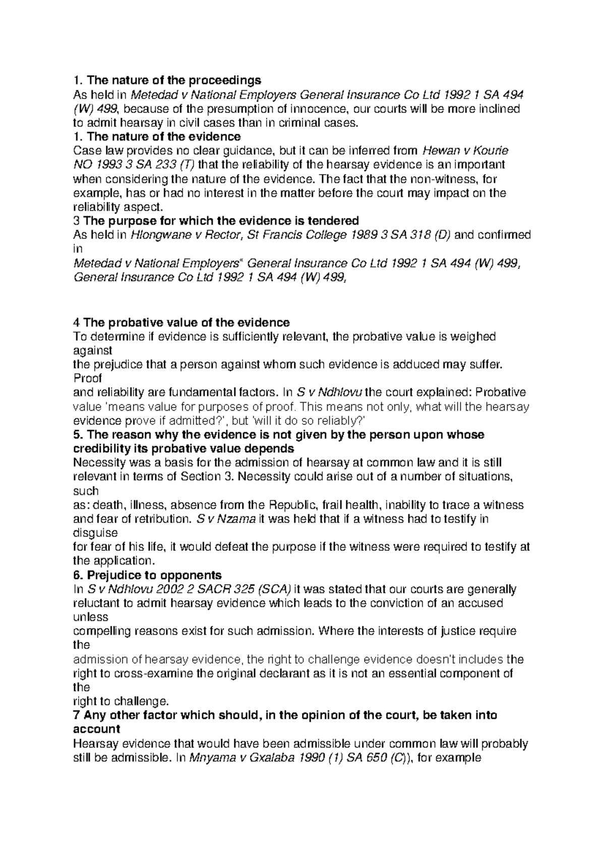 LEV - Notes - The nature of the proceedings As held in Metedad v ...