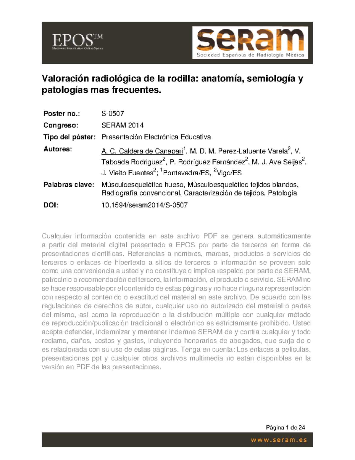 Valoración radiológica de la rodilla - Valoración radiológica de la ...