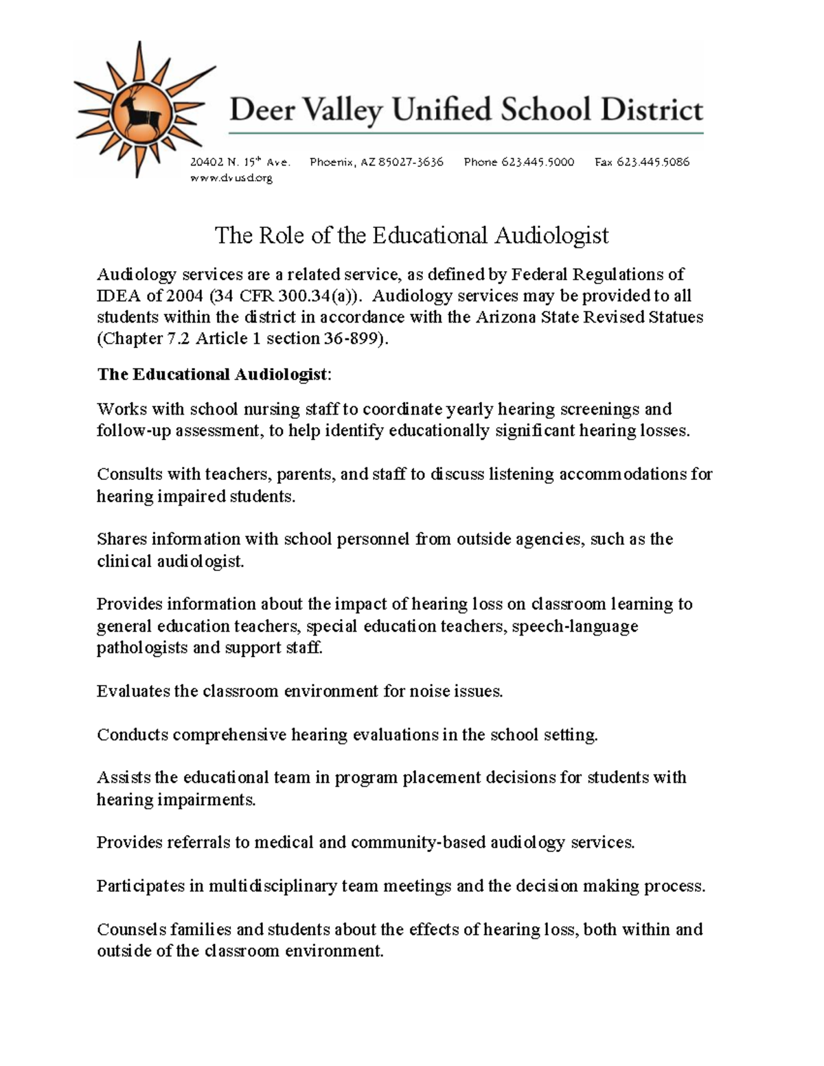 Role of Educational Audiologist - The Role of the Educational ...